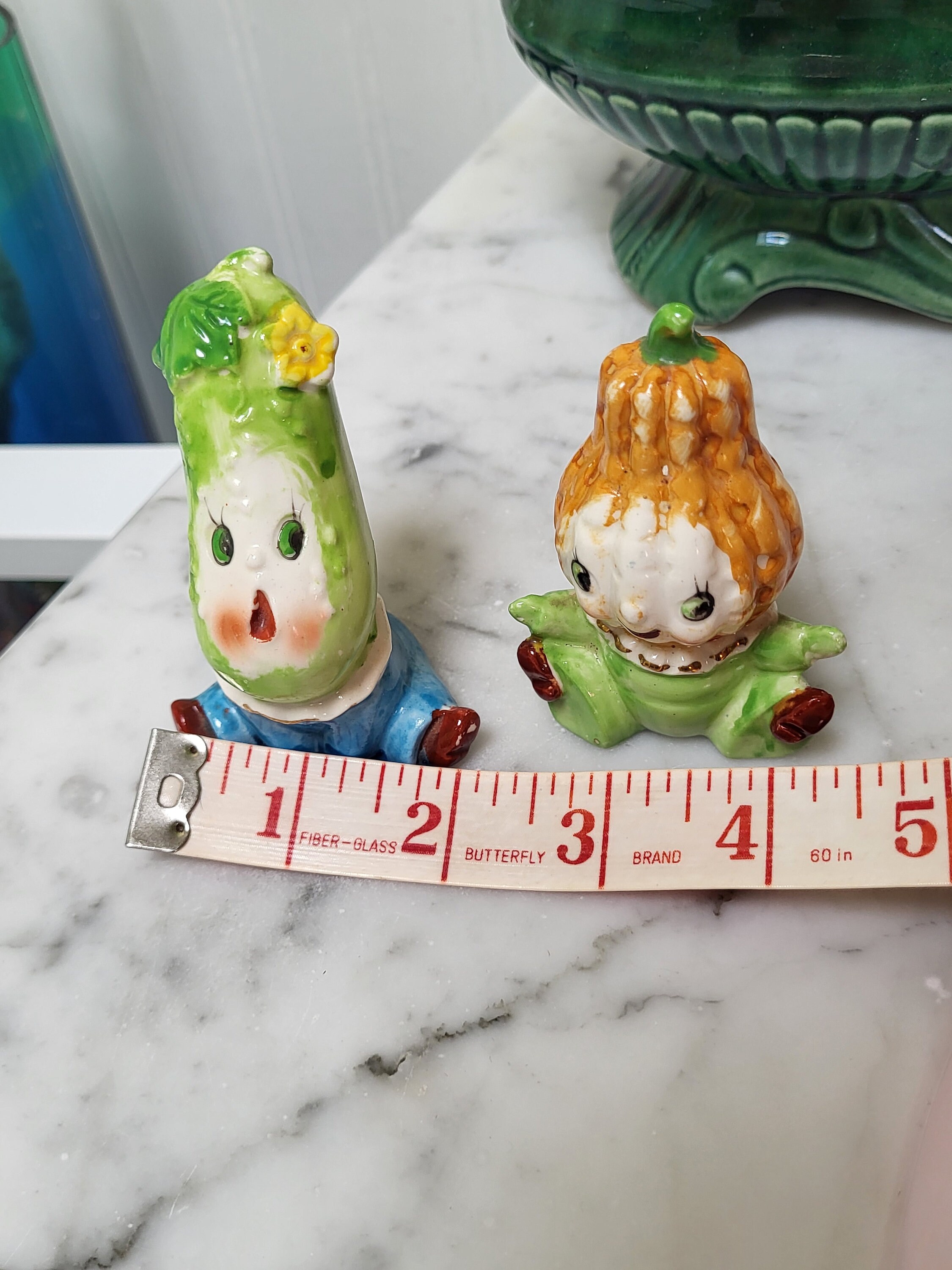 Vintage Salt and Pepper Pickle Head and Squash Head - Etsy