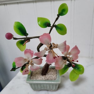 Vintage Jade Glass Bonsi Plant Cherry Blossoms - Etsy