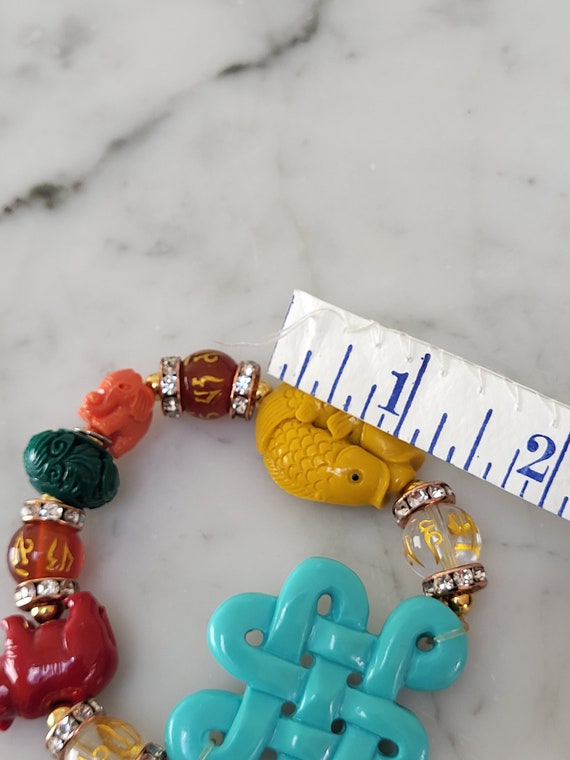 Asian Inspired Bangle Bracelet Plastic Charms - Gem