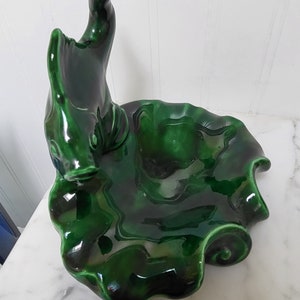 Mid Century Emerald Green Pottery Fish Soap Dish/ashtray Signeds.r ...