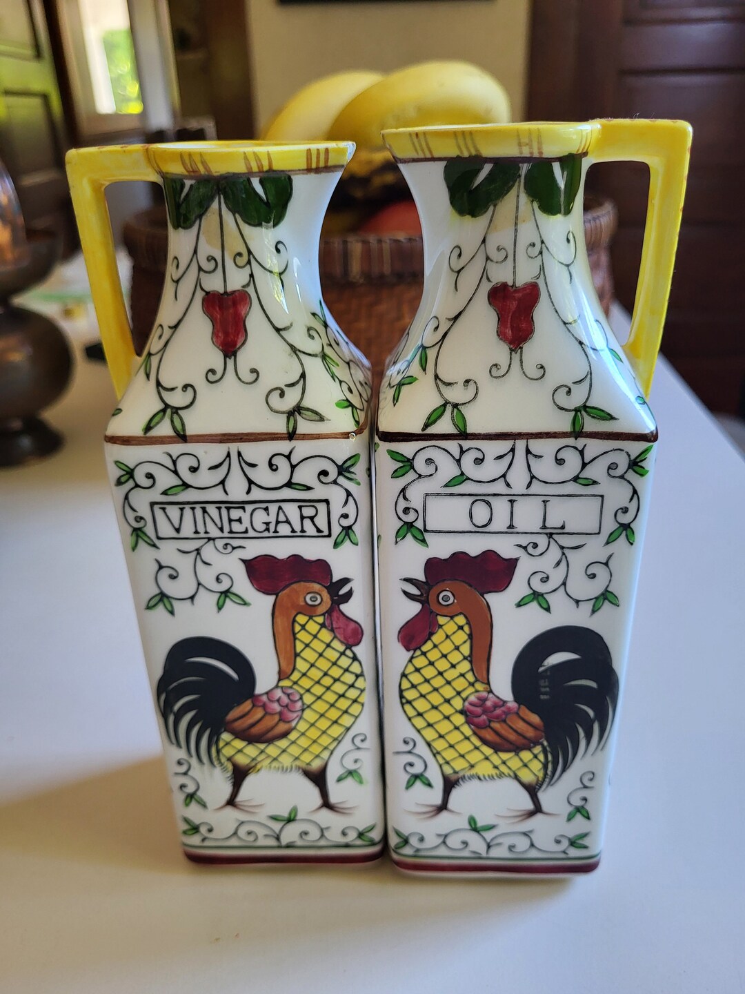 Rooster and Rose Oil and Vinegar Kitchenware Display - Etsy