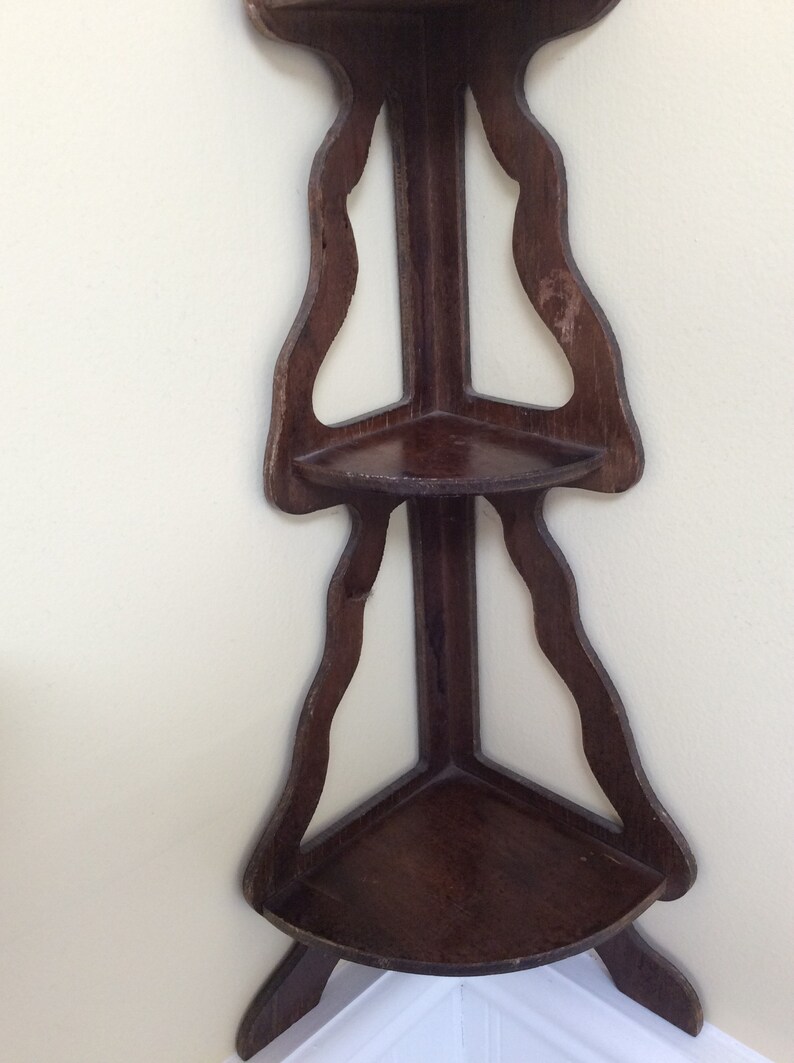 Vintage Wooden Corner Shelf - Etsy