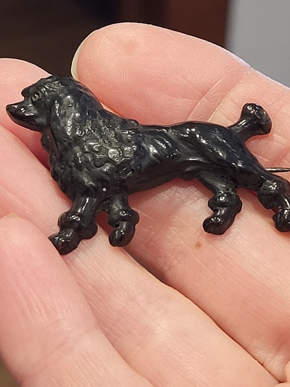 Victorian Poodle Brooch/Antique Black Poodle Pin C Cl… - Gem