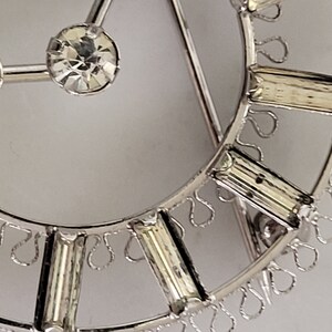 Vintage Sterling Silver Rhinestone Clock Brooch Pendant Signed Art - Etsy