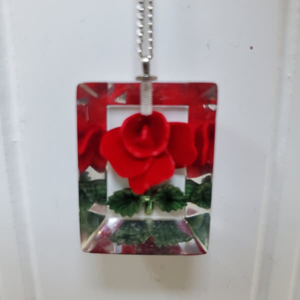 Red Lucite Necklace - Etsy