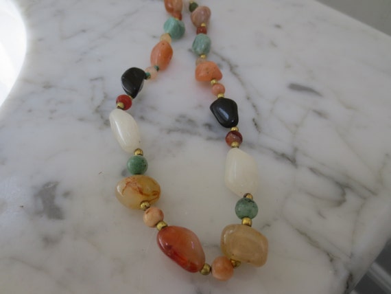 Multi Colored Stone Necklace - Etsy