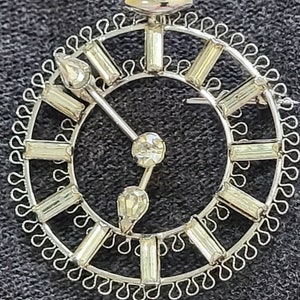 Vintage Sterling Silver Rhinestone Clock Brooch Pendant Signed Art - Etsy