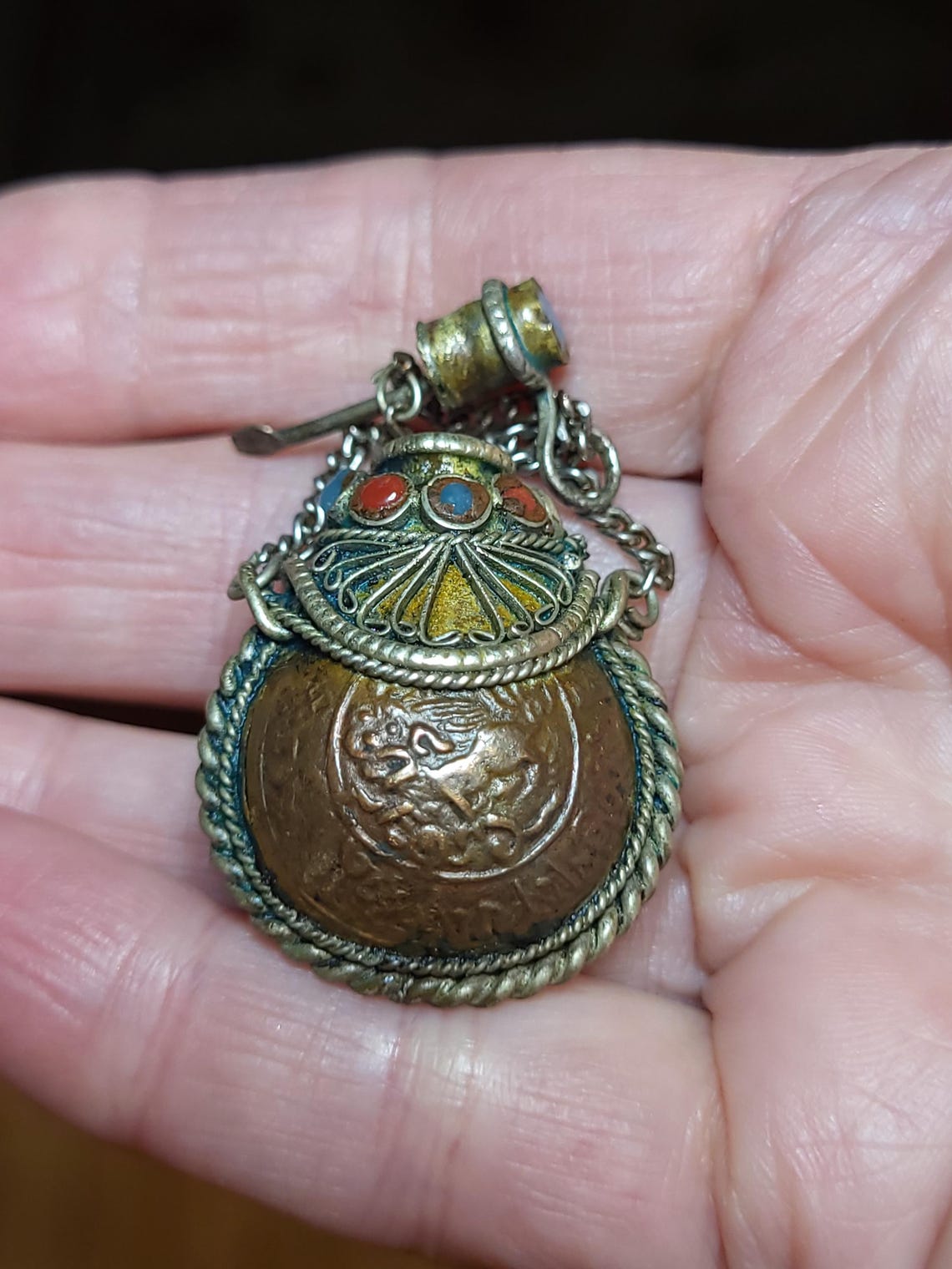 Asian Metal Snuff Bottle Pendant Necklace - Etsy