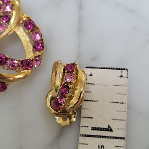 Vintage Lisner Hot Pink and Light Pink Rhinestone Brooch and Clip on ...