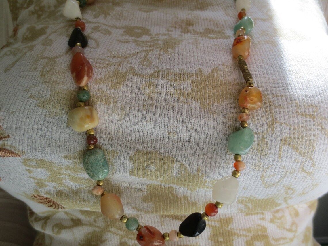 Multi Colored Stone Necklace - Etsy