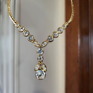 Large Faux Diamond Necklace Formal Jewelry - Etsy