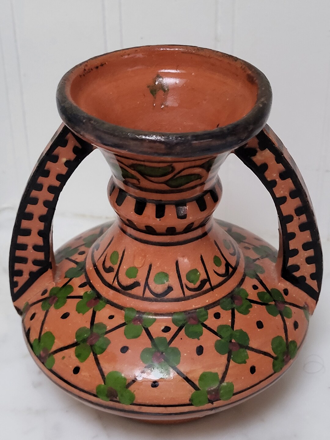 Hand Painted Clay Handled Pottery Islamic Vase - Etsy