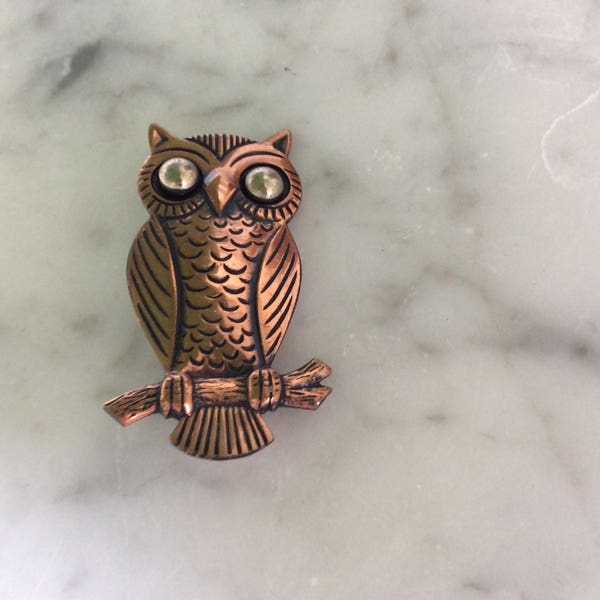Copper Owl Brooch - Etsy