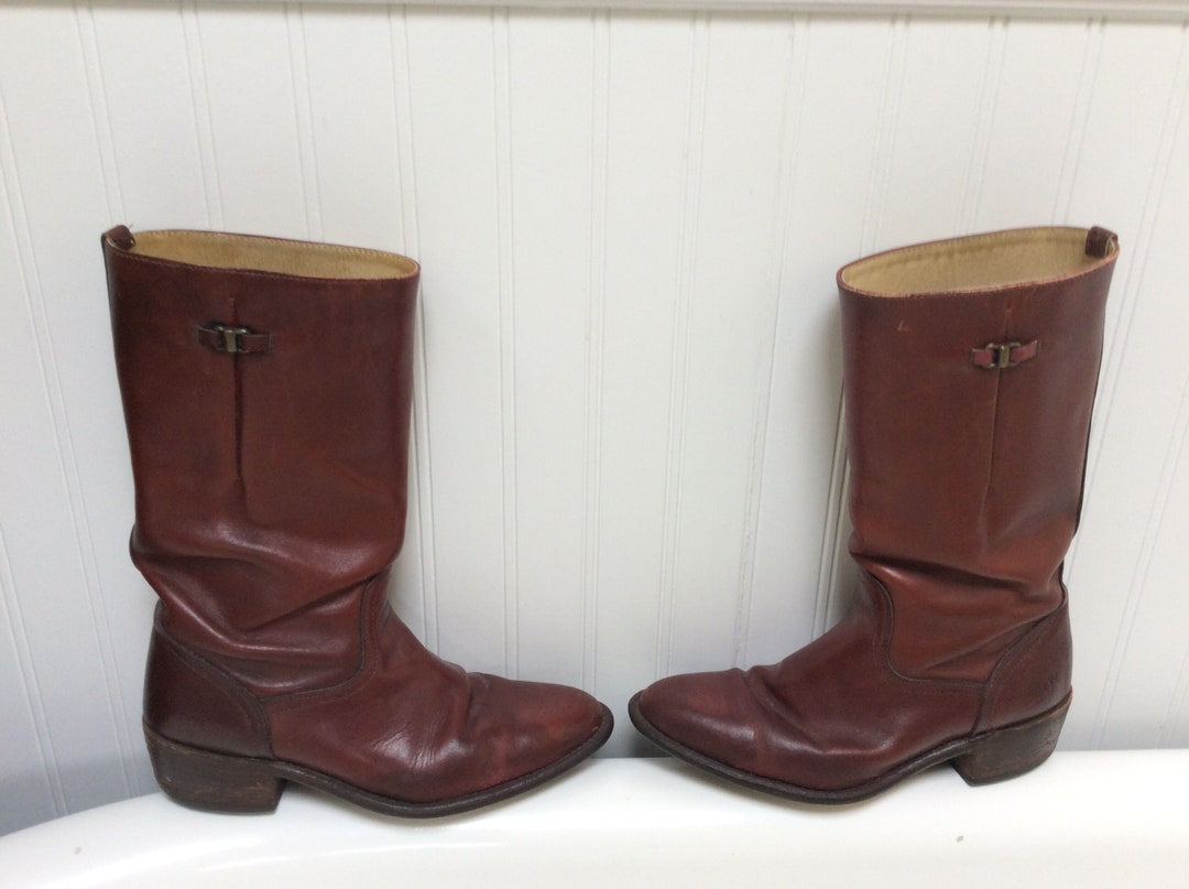 Vintage Frye Leather Boots Reddish Brown Size 8D - Etsy