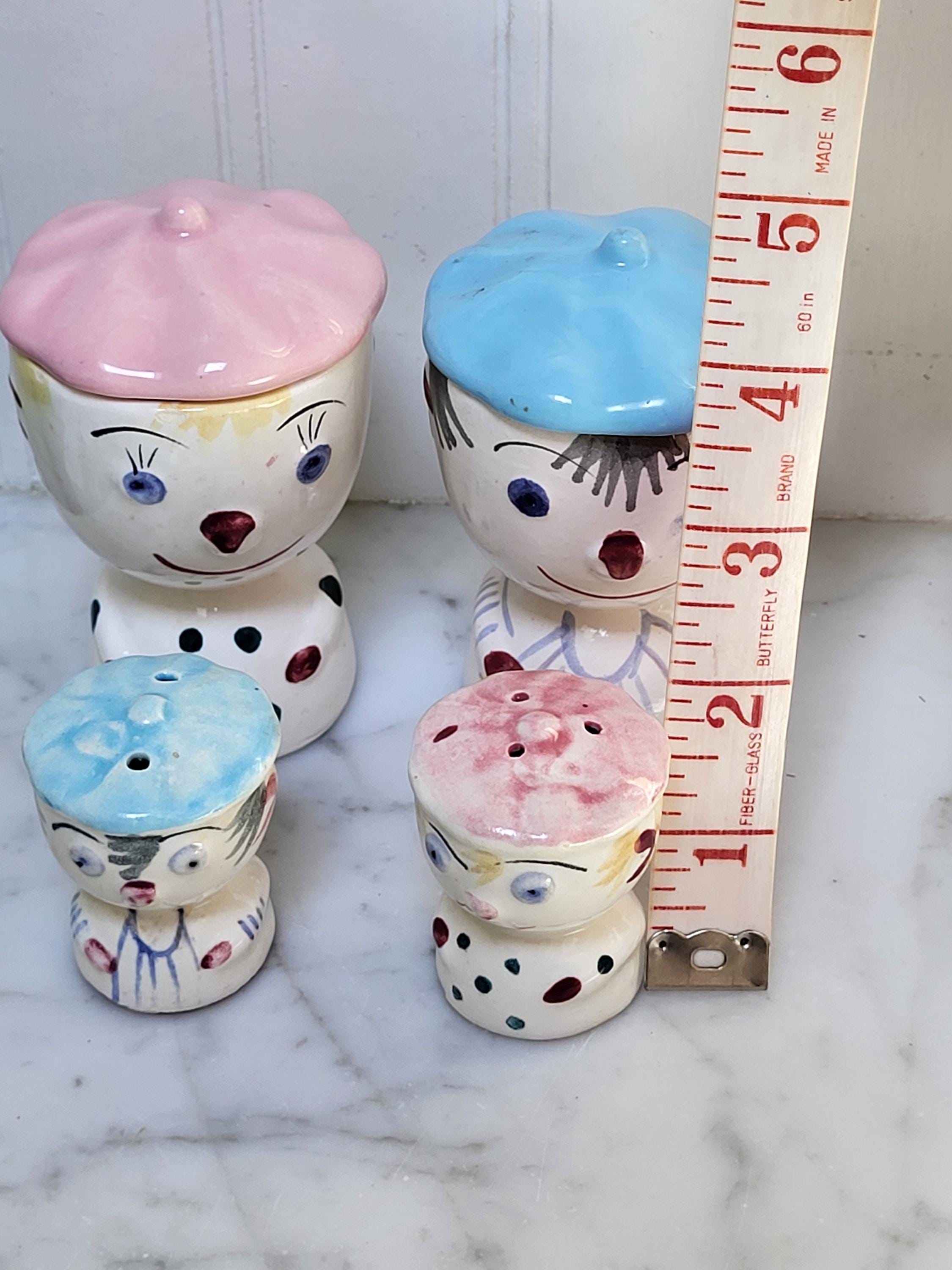 Retro 50s,60s,face Egg Cups and Matching Salt and Pepper Shakers/retro ...