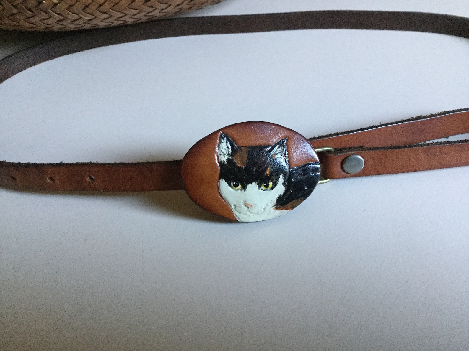 Vintage Hand Painted Cat Belt/tooled Leather Signed Cat Belt | Etsy