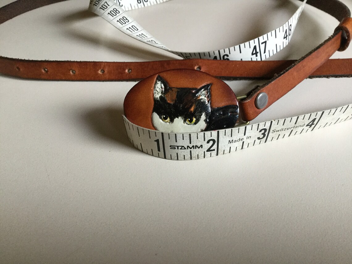 Vintage Hand Painted Cat Belt/tooled Leather Signed Cat Belt | Etsy