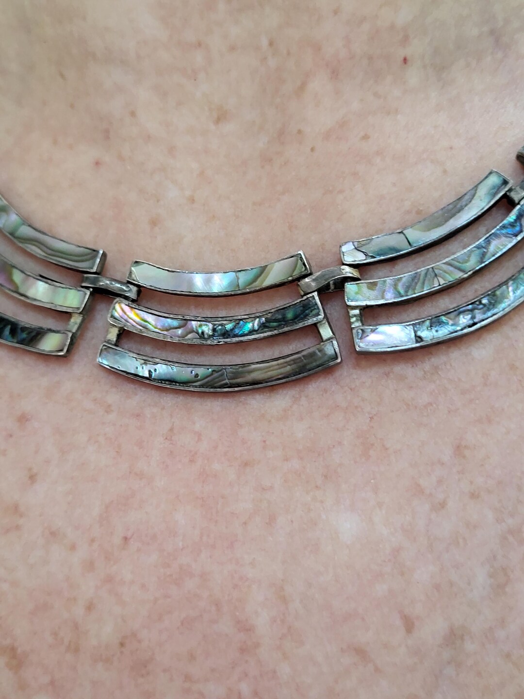Vintage Taxco Sterling Abalone Choker - Etsy