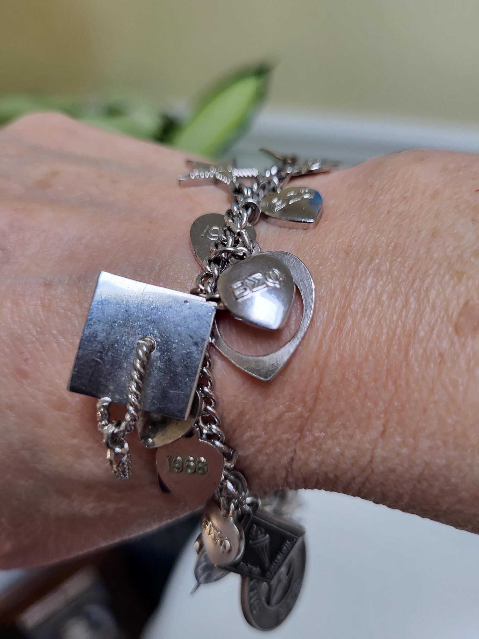 Vintage Sterling and Silverplate Beta Sigma Phi Charm Bracelet Loaded ...