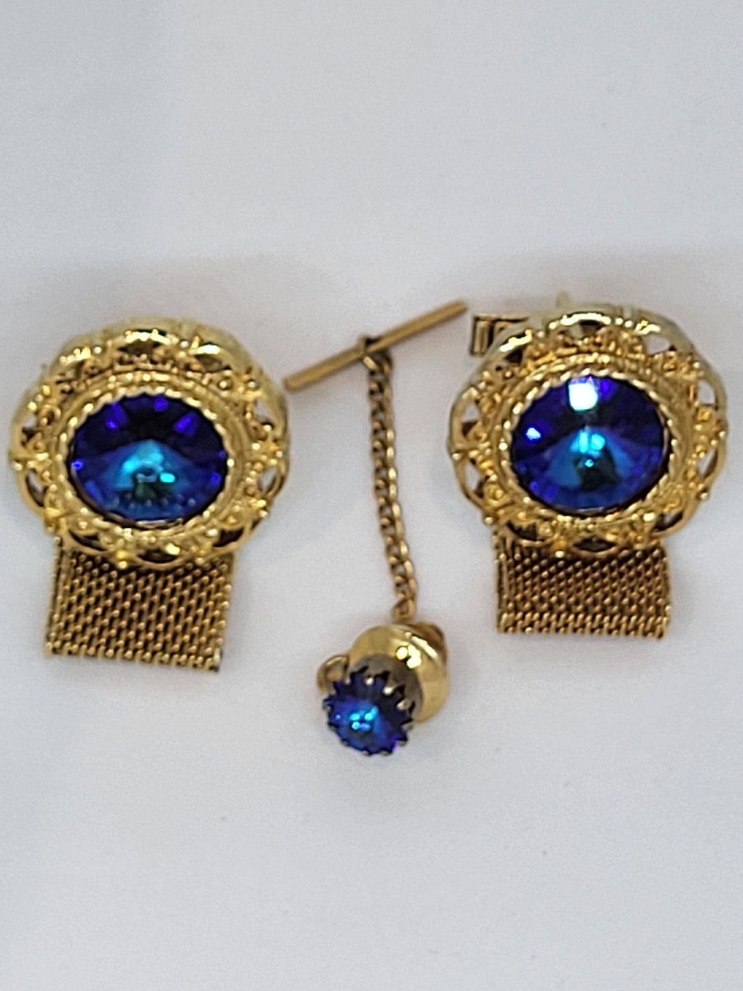 Vintage Blue Large Ravioli Rhinestone Cufflinks - Etsy