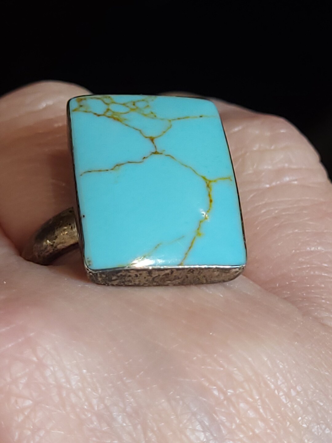 Light Blue Turquoise Ring With Copper Spider Webbing Size 7.5 - Etsy
