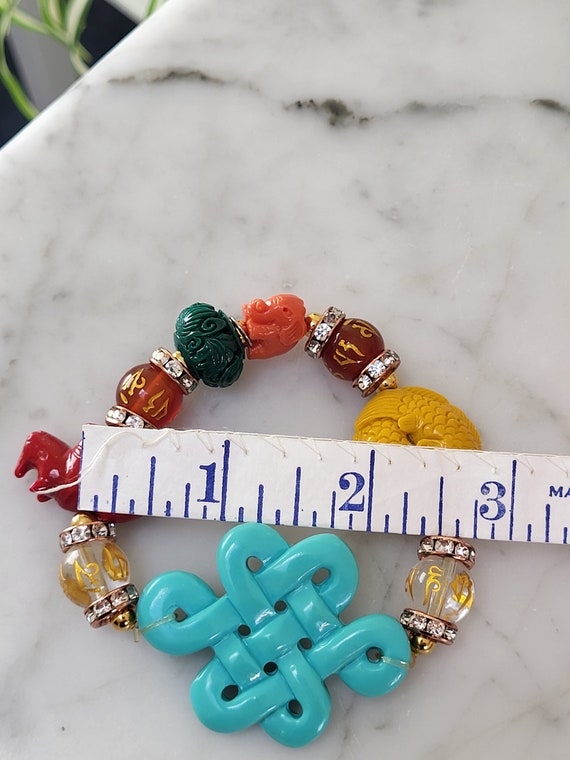 Asian Inspired Bangle Bracelet Plastic Charms - Gem