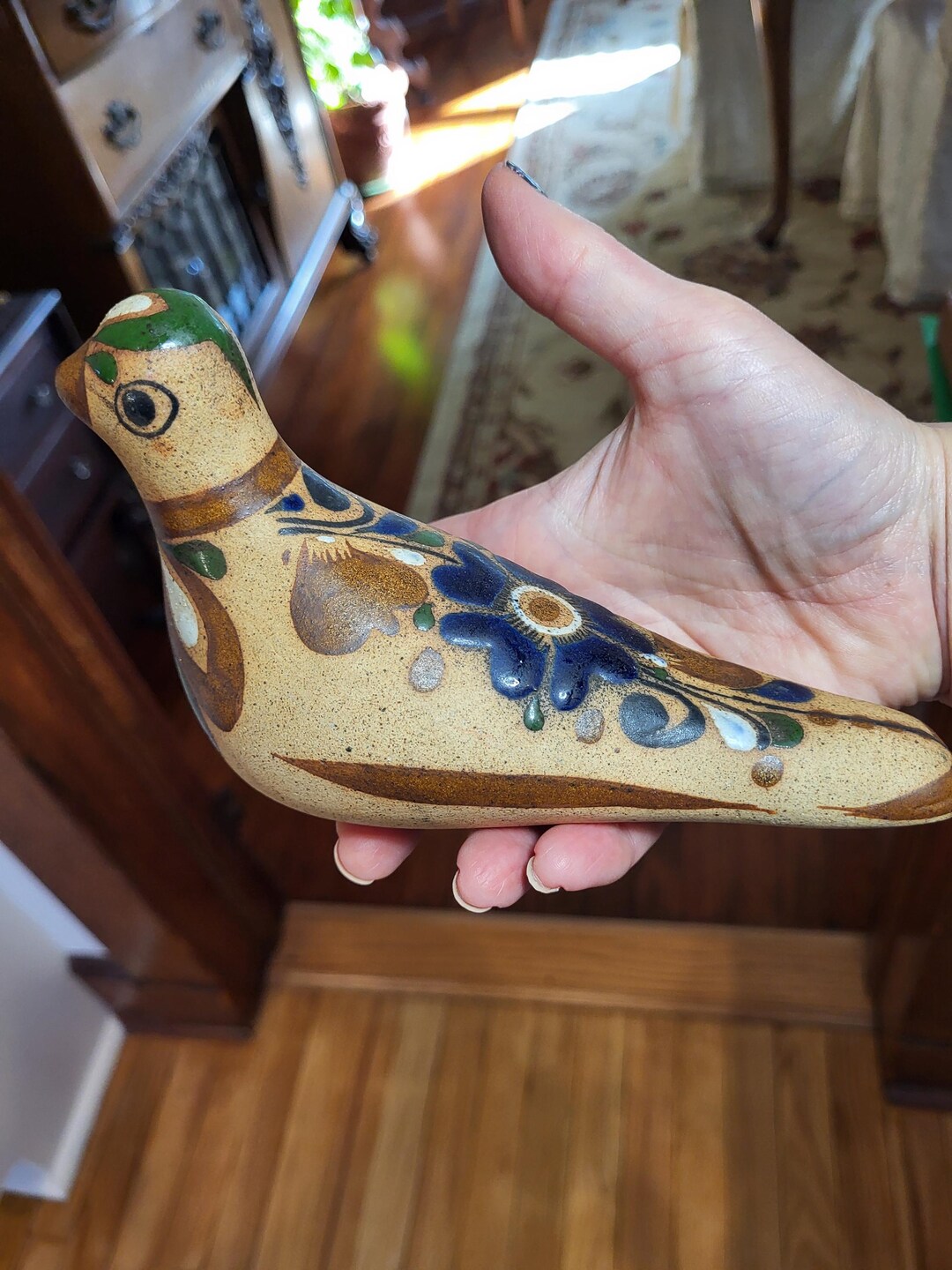 Vintage Tonala Pottery Floral Pigeon - Etsy