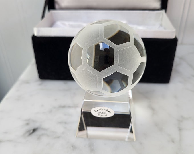 Vintage Crystal Soccer Ball and Stand Mint in Box - Etsy