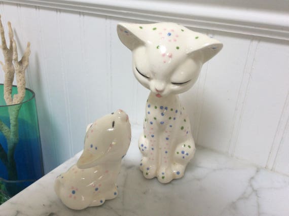 McNee pottery Mama and Baby Cat | Etsy