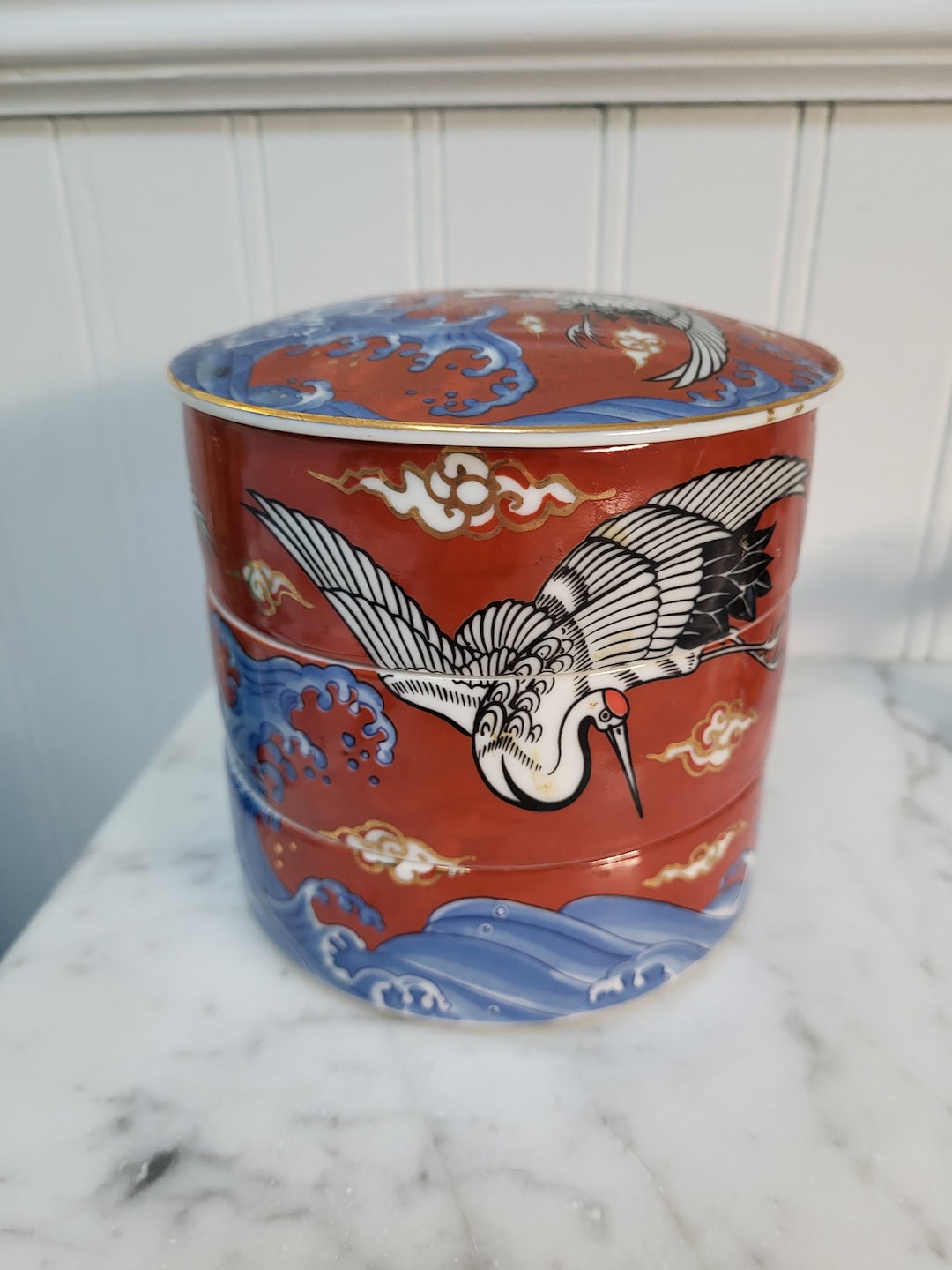 Vintage Japanese Red Crowned Crane Jewelry Box - Etsy