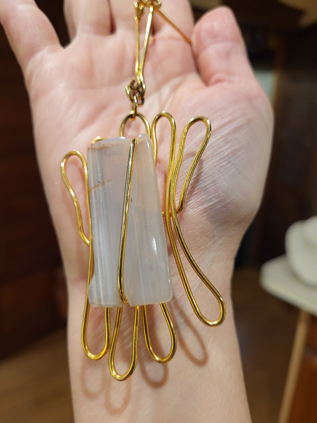 Vintage Mod Lucite Wire Wrapped Necklace - Etsy