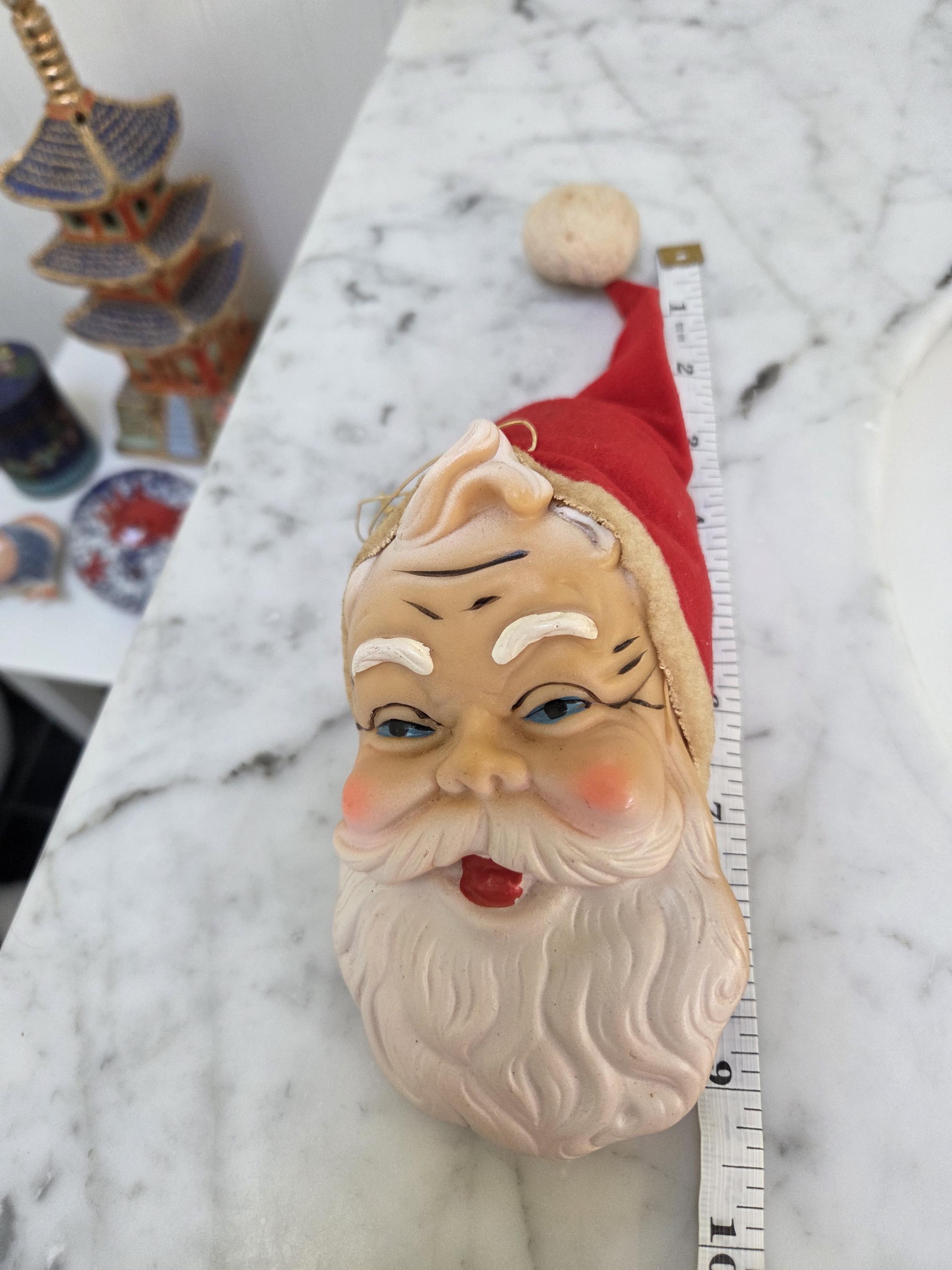 Vintage MCM Rubber Santa Face Large Ornament - Etsy