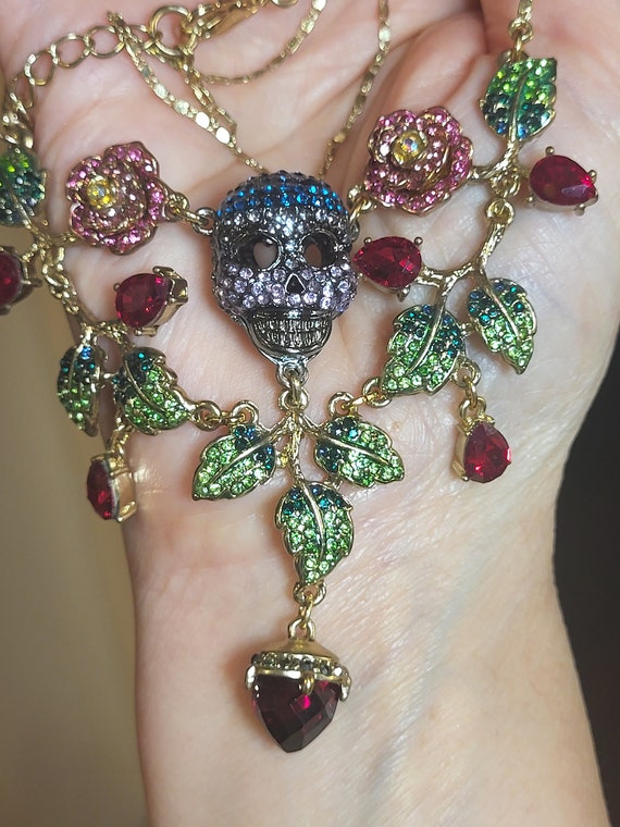 Betsey Johnson Skull Head Rose Necklace Etsy