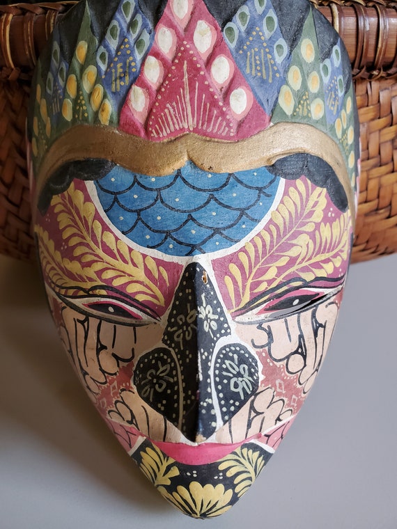 Wooden Hand Painted Balinese Wall Mask/wooden Mask - Etsy