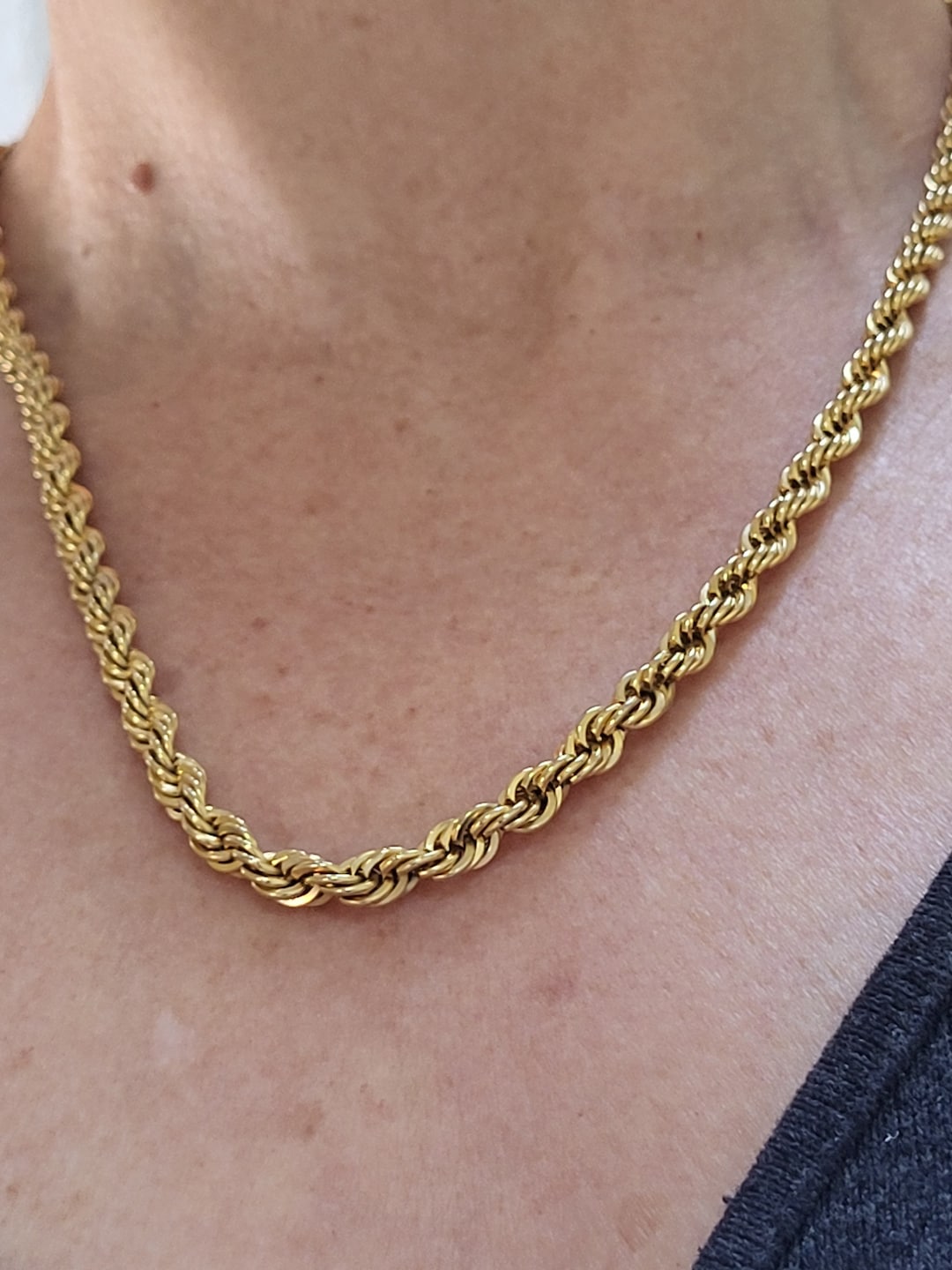 14k Gold Plated Rope Chain - Etsy