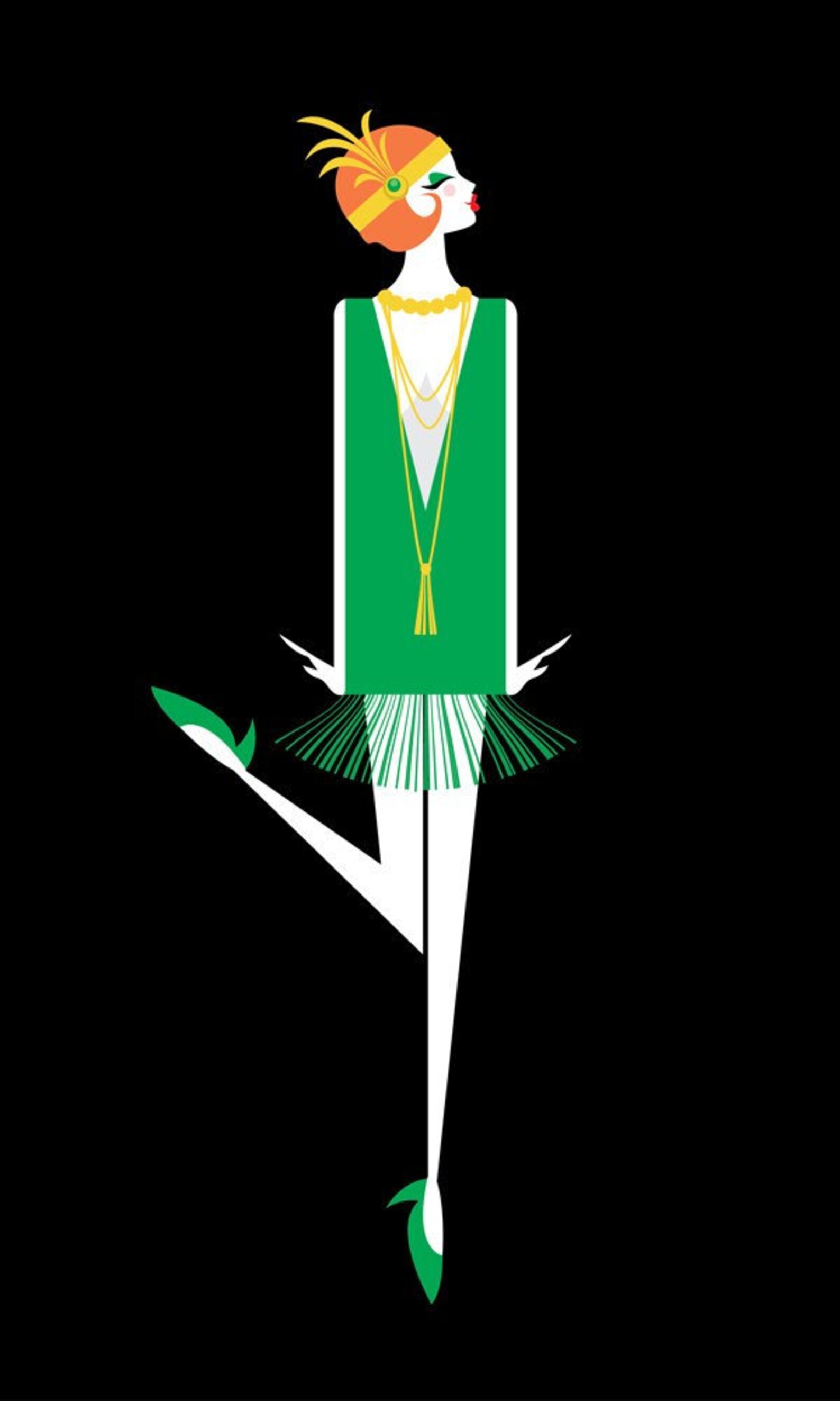 Flapper Illustration Art Print 2 - Etsy