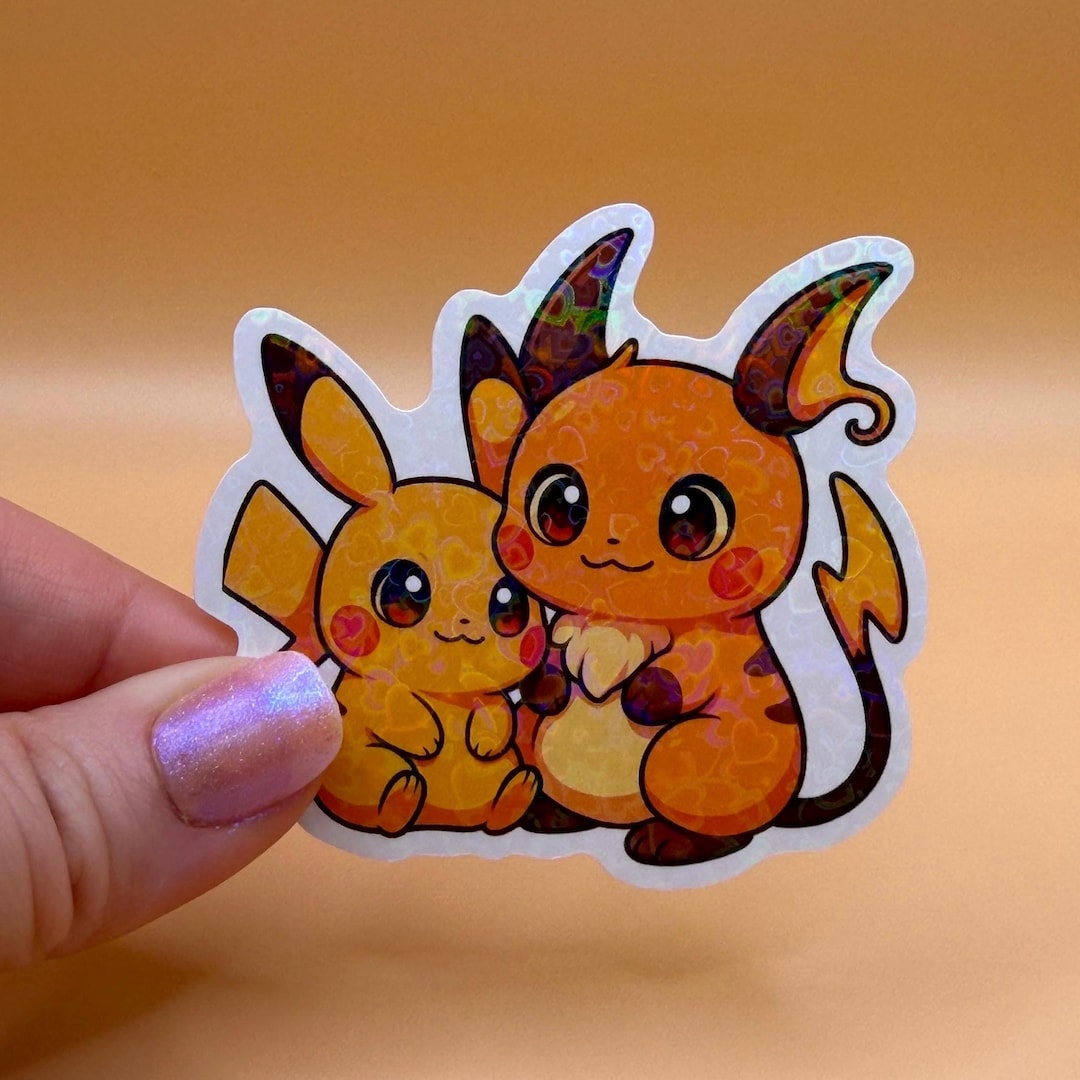 Pikachu Raichu Heart Holo Sticker - Etsy