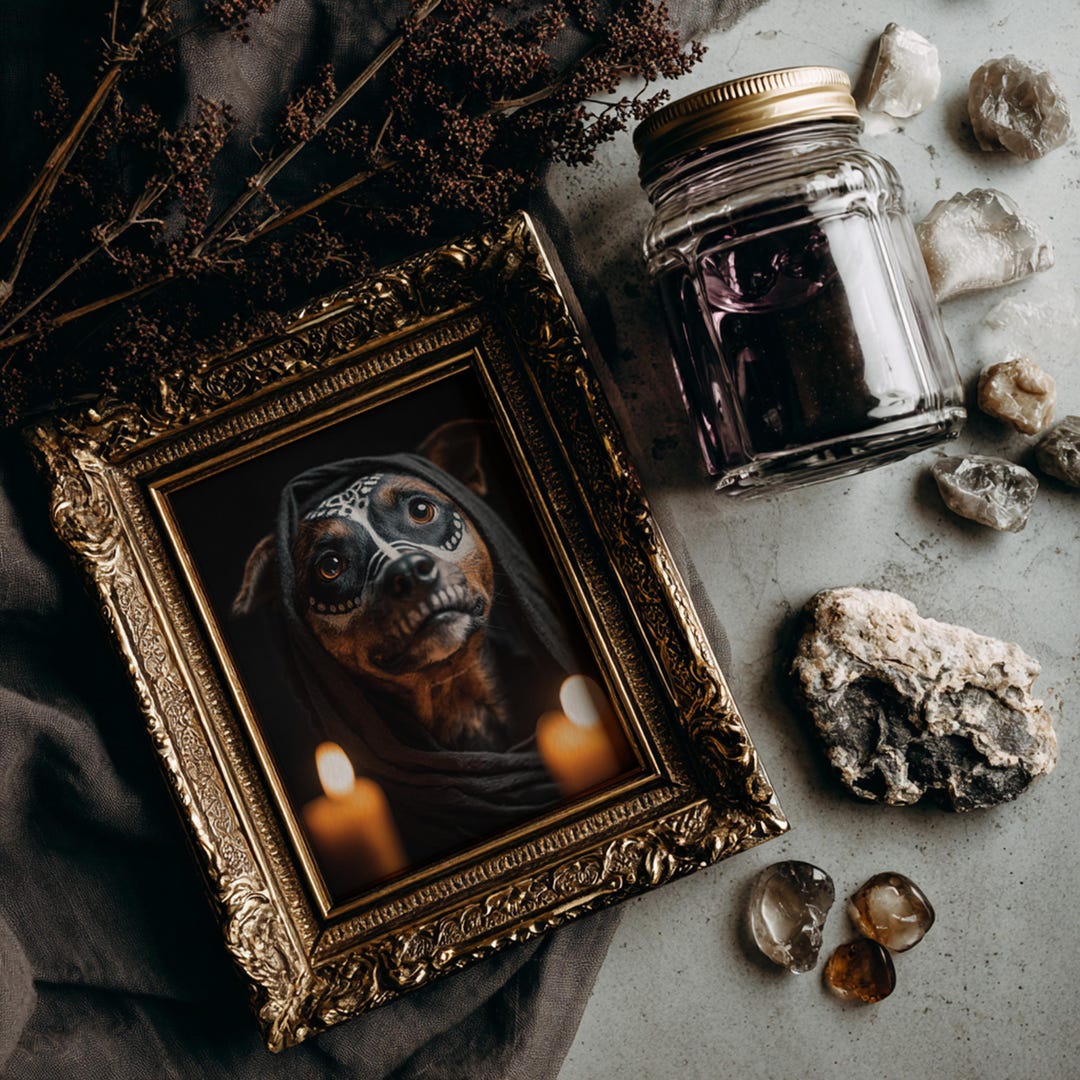 Custom Halloween Pet Portrait: Spooky Pet Art, Gothic Decor - Etsy