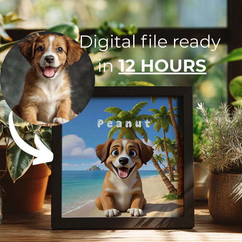Custom Cartoon Pet Portrait: Unique Dog & Cat Memorial Art (digital or ...