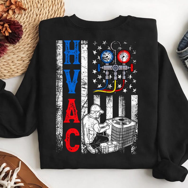 Distressed Proud USA HVAC Tech Svg PNG American Flag Technician Digital ...