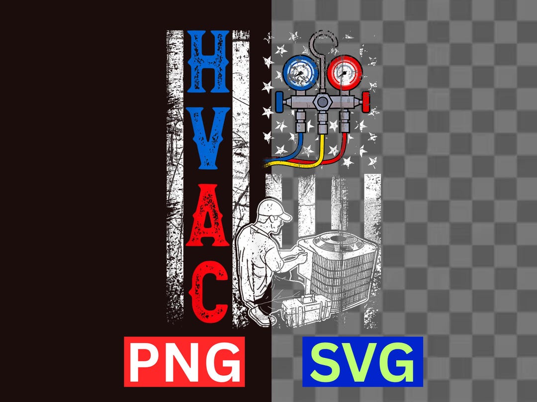Distressed Proud USA HVAC Tech Svg PNG American Flag Technician Digital ...
