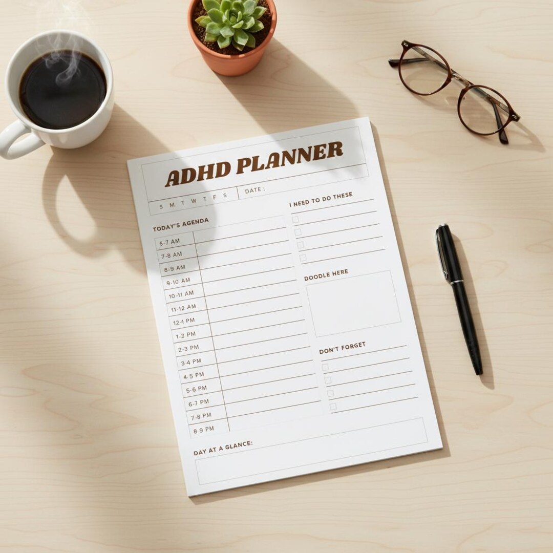ADHD Daily Planner | Printable & Digital | Time-blocking, Top ...