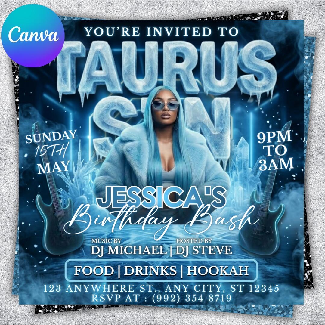 Taurus Season Party Flyer, Birthday Szn Flyer, Taurus Invitation Flyer ...