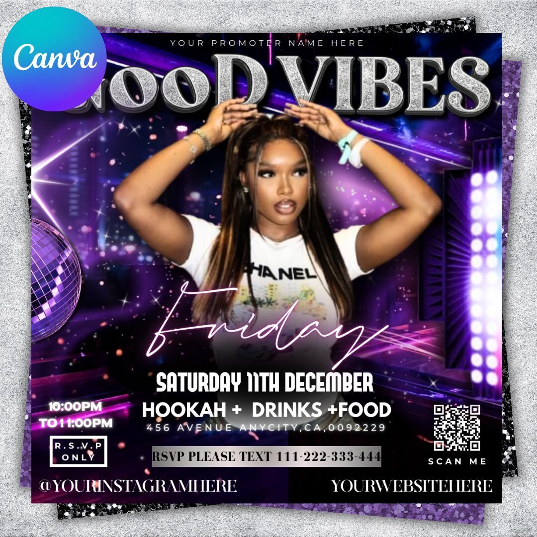 Editable Good Vibes Friday Party Flyers, PSD Flyers, Night Club Flyers ...