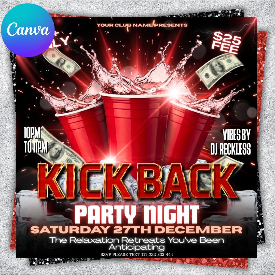 Kickback Party Flyer, Editable Kickback Club Flyer, Club DJ Party ...
