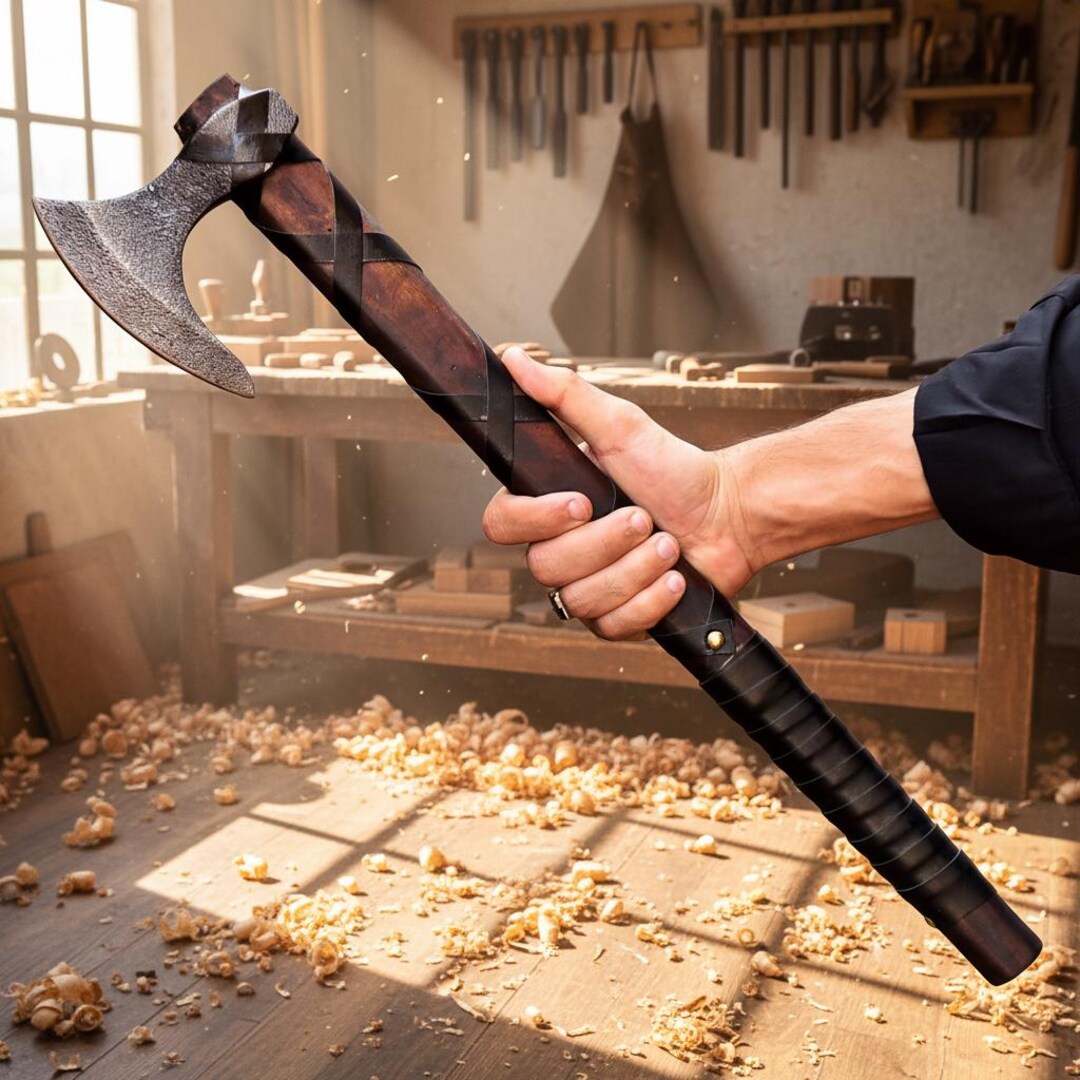 Exquisite Hand-forged Viking Historical Replica Axe With Engraved Ash ...