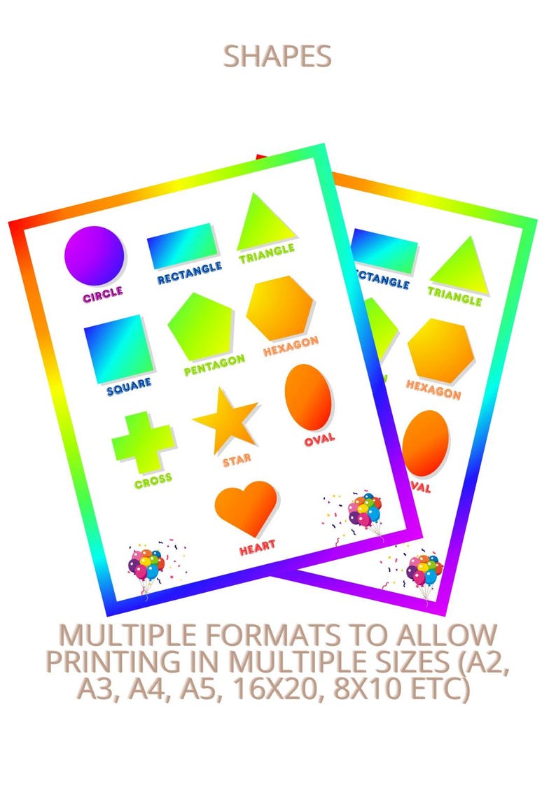Shapes Poster for Kids / Basic Shapes Wall Art Printable / Nursery ...
