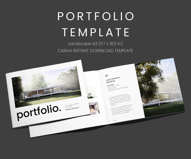 Minimal Clean Architecture Portfolio Template Canva: Modern Landscape ...