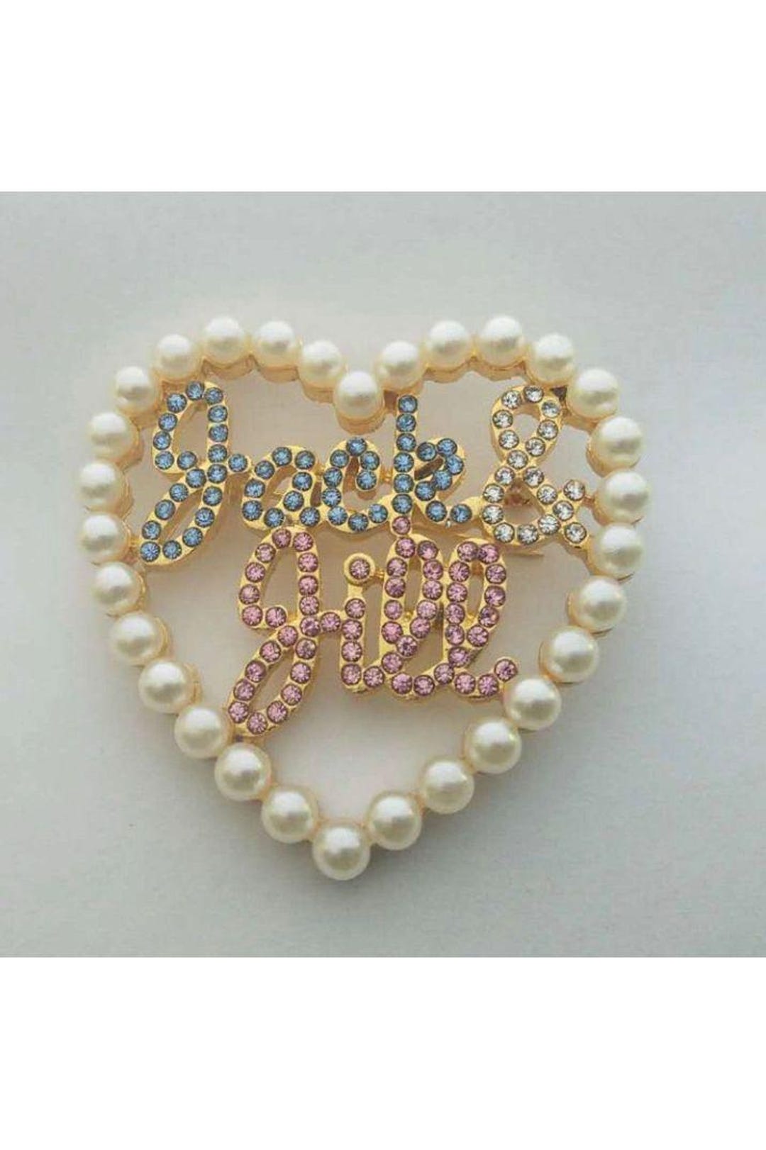 Jack and Jill Pearl Heart Lapel Pin - Etsy