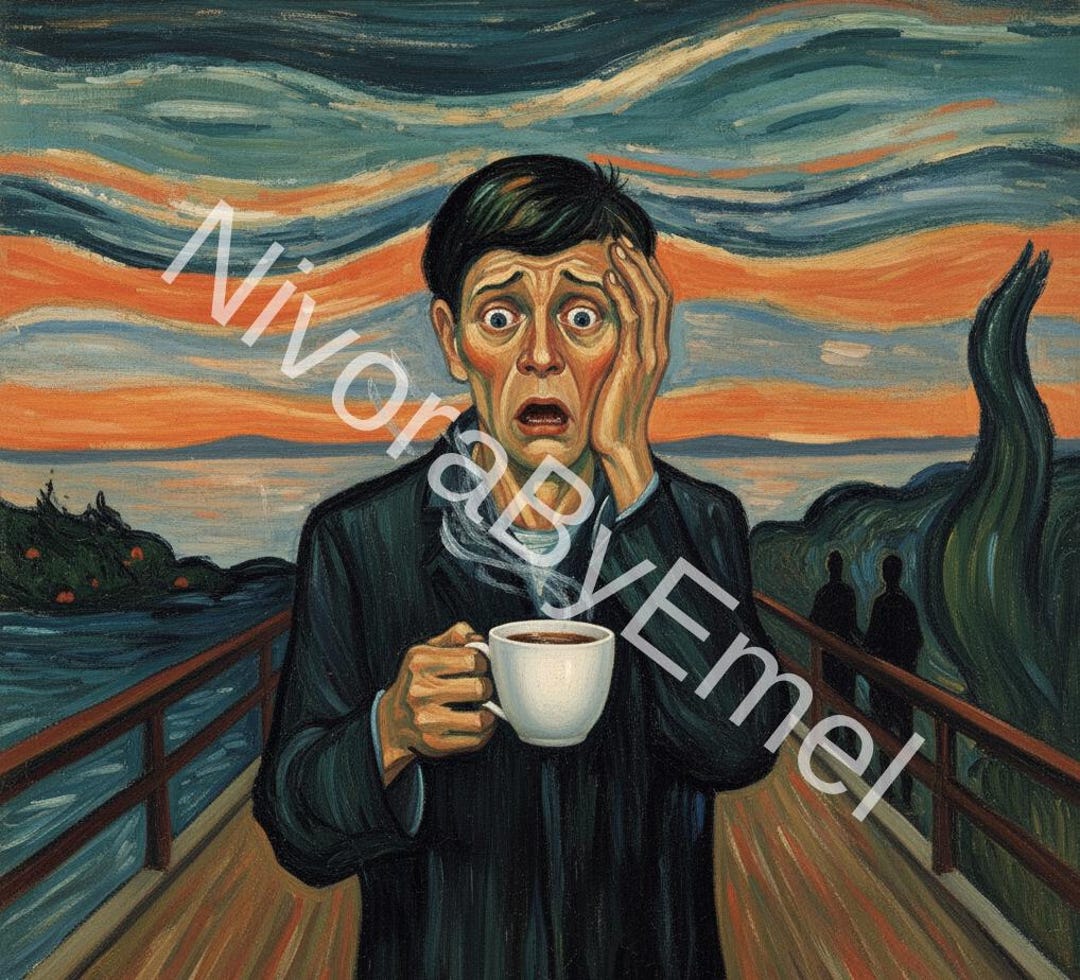 Modern Scream Coffee Art – Funny Wall Art, Parody Munch Print, Digital ...